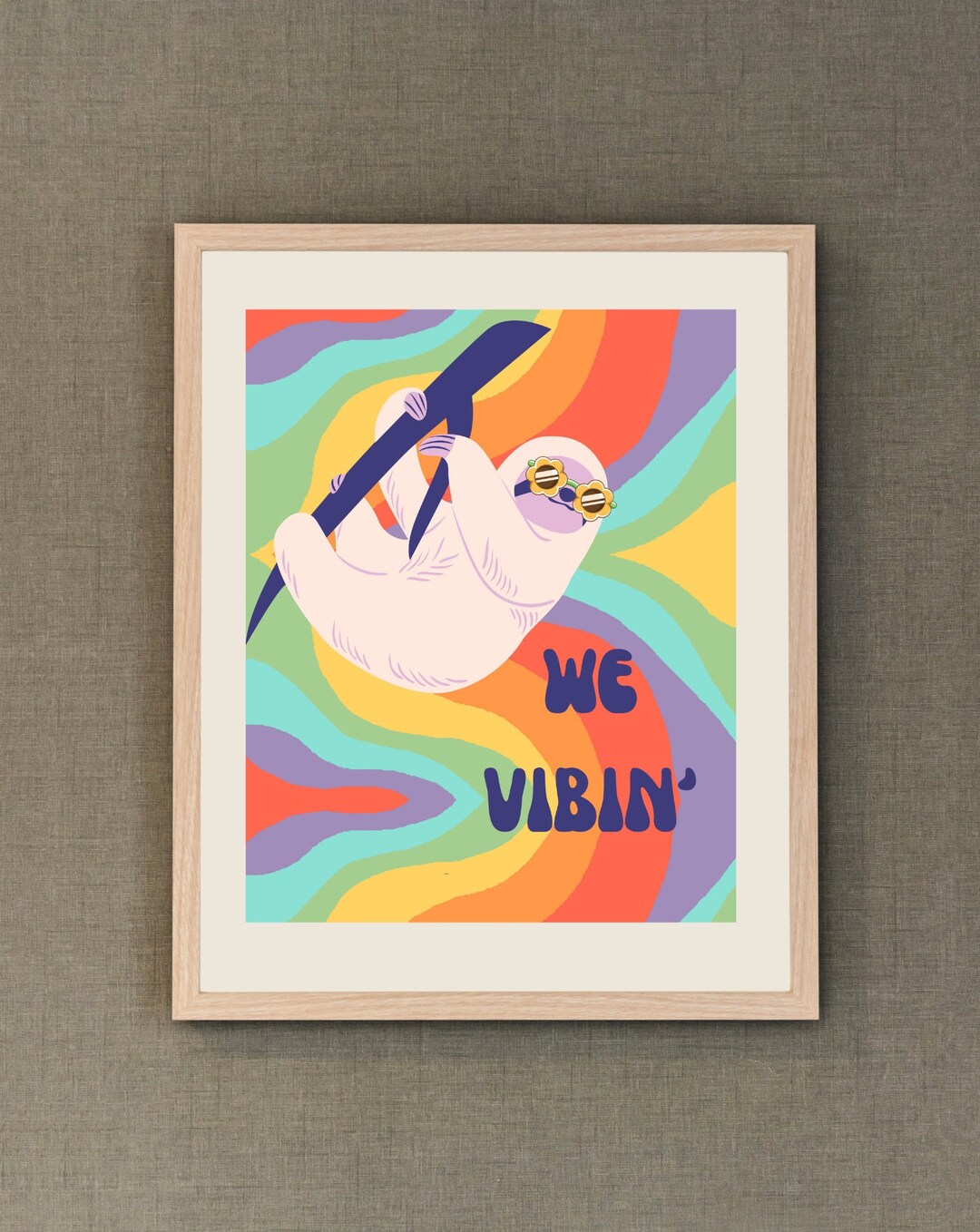 Funky Wall Art Poster, Retro Vibes Sloth Wall Decor, Groovy Home Decor ...