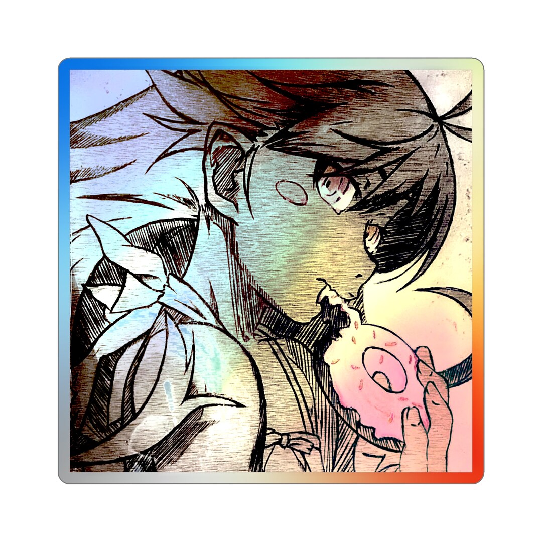 Holographic Pink Doughnut Anime Sticker - Etsy