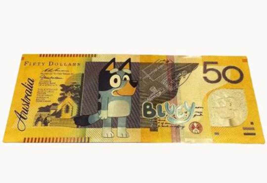 BLUEY 50 Dollar Gold Foil Banknote - Novelty Note BLUEY - Etsy