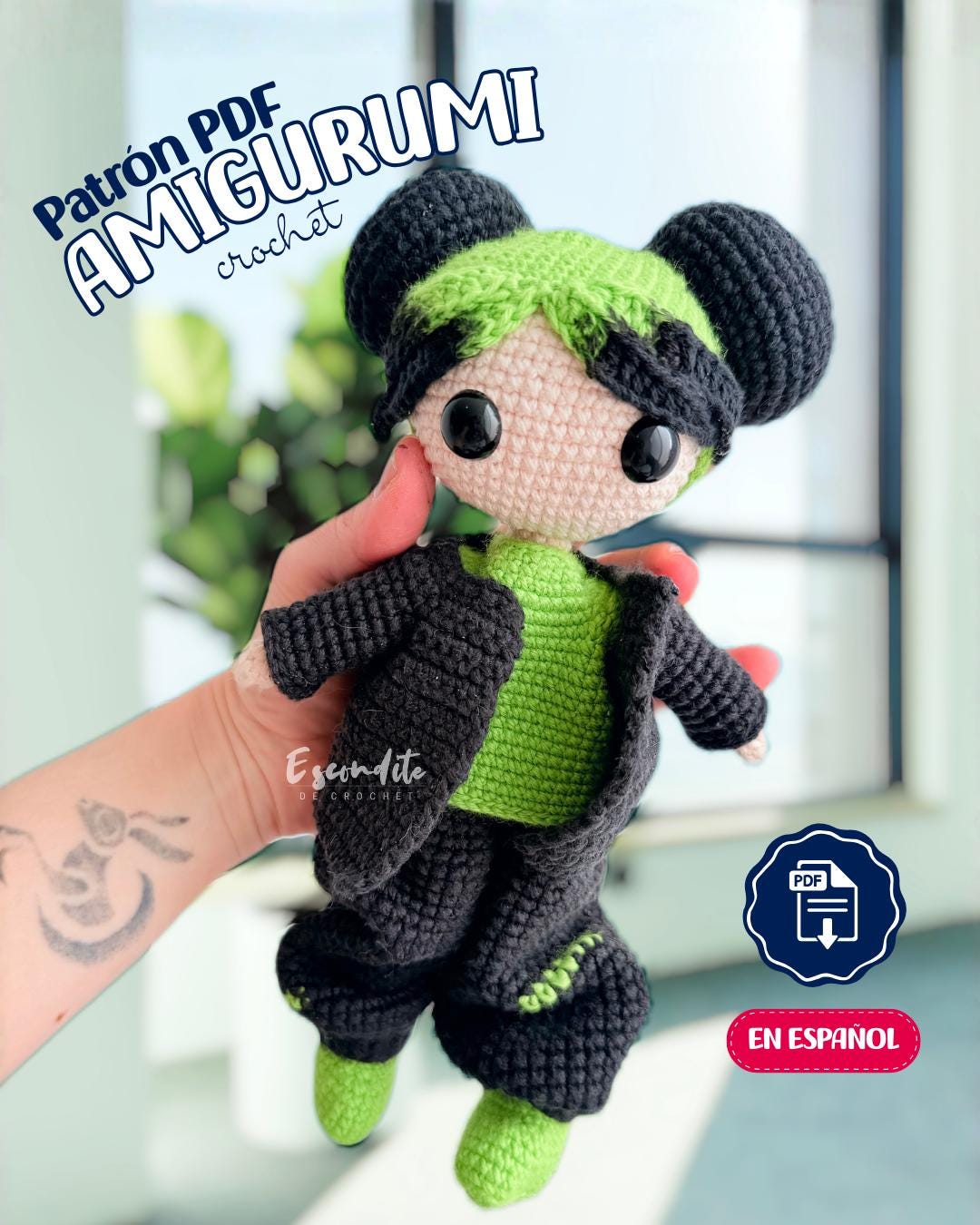 PDF Pattern for a Crochet Doll Inspired by Billie Eilish | Amigurumi ...