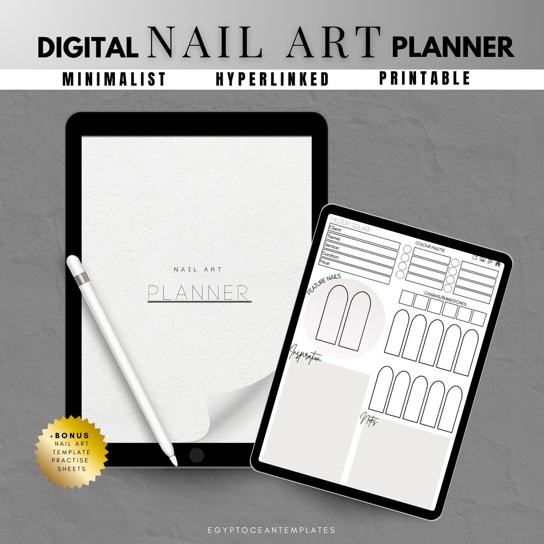 Digital Nail Art Planner Nail Tech Client Record Planner Design Nail ...