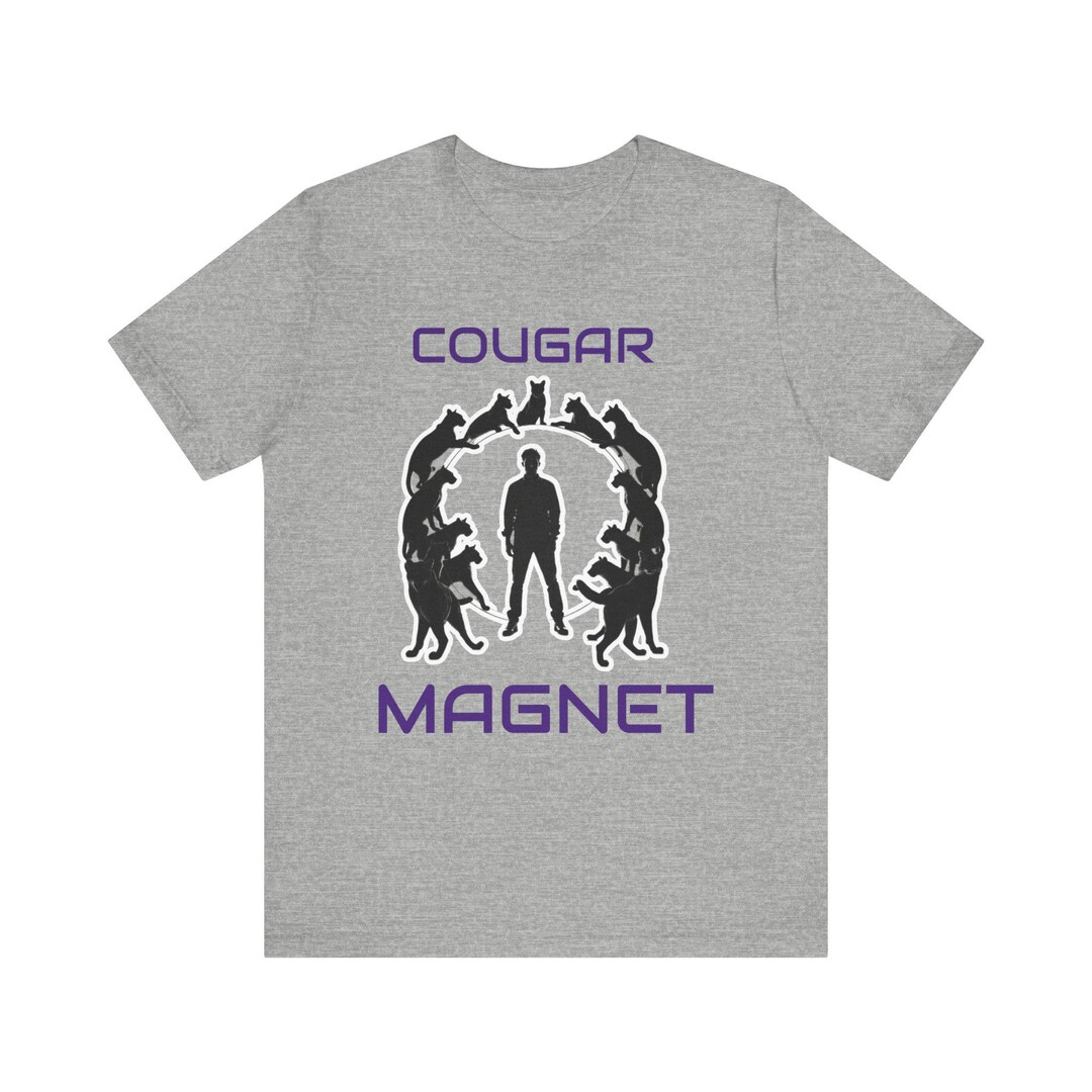 Cougar Magnet Unisex Tee Shirt, Funny Man Silhouette With Cougar Border ...