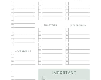 Travel Checklist - Digital Download - PDF - Printable - Packing ...