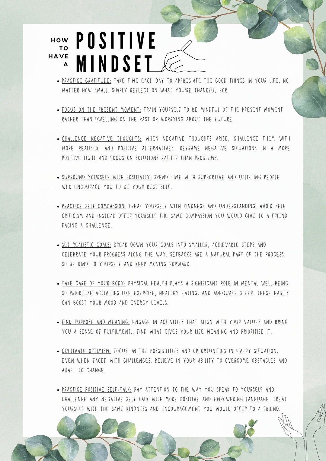 Positivity and Mindfulness Printable Poster - Etsy