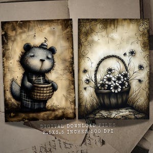 48 ATC Cute Sepia Gothic Cards | Vintage Skeleton, Web Art, Spooky Dark ...