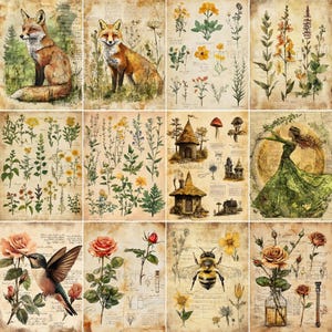 54 Forest Journal pages, junk journal kit, Basic Papers, Printable ...