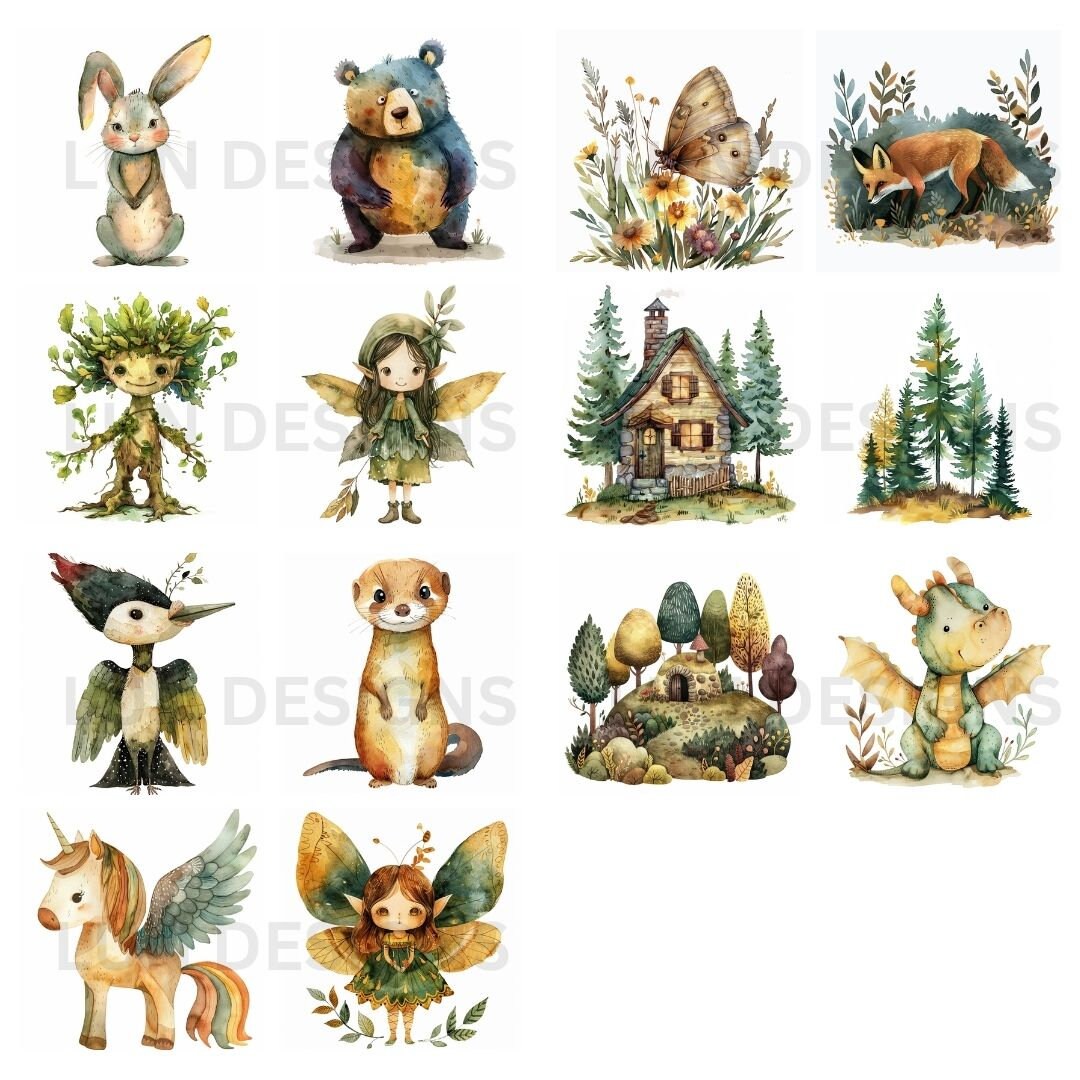 30 Woodland Fairy Taleclipart Bundle,woodland Nursery, Digital Download ...