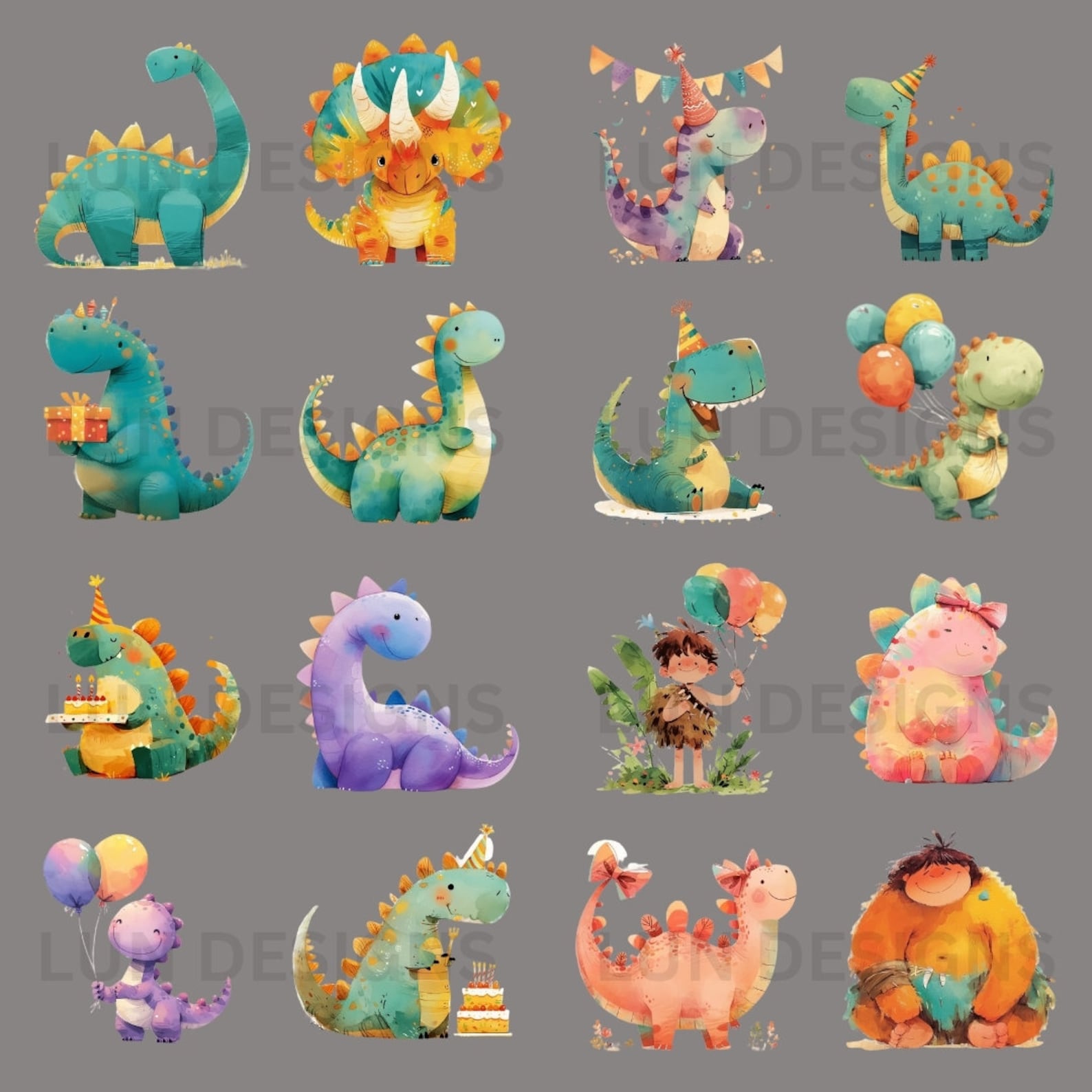 30 Watercolor Dinosaurs Clipart Bundle, watercolor Clipart, Digital ...