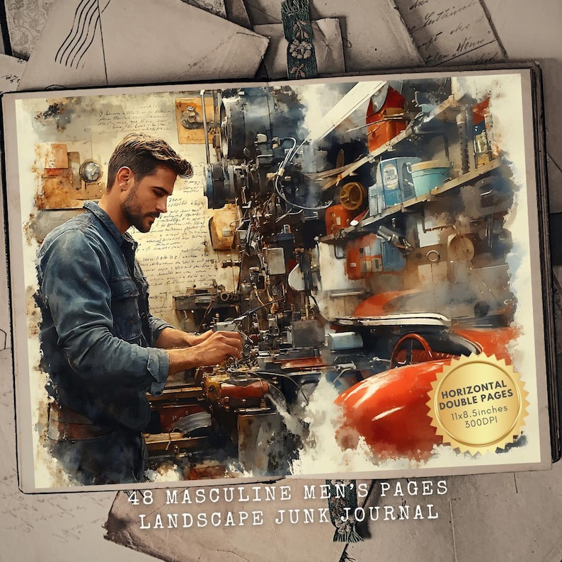 Men's Vintage Junk Journal Kit: Masculine Grunge Pages (digital ...