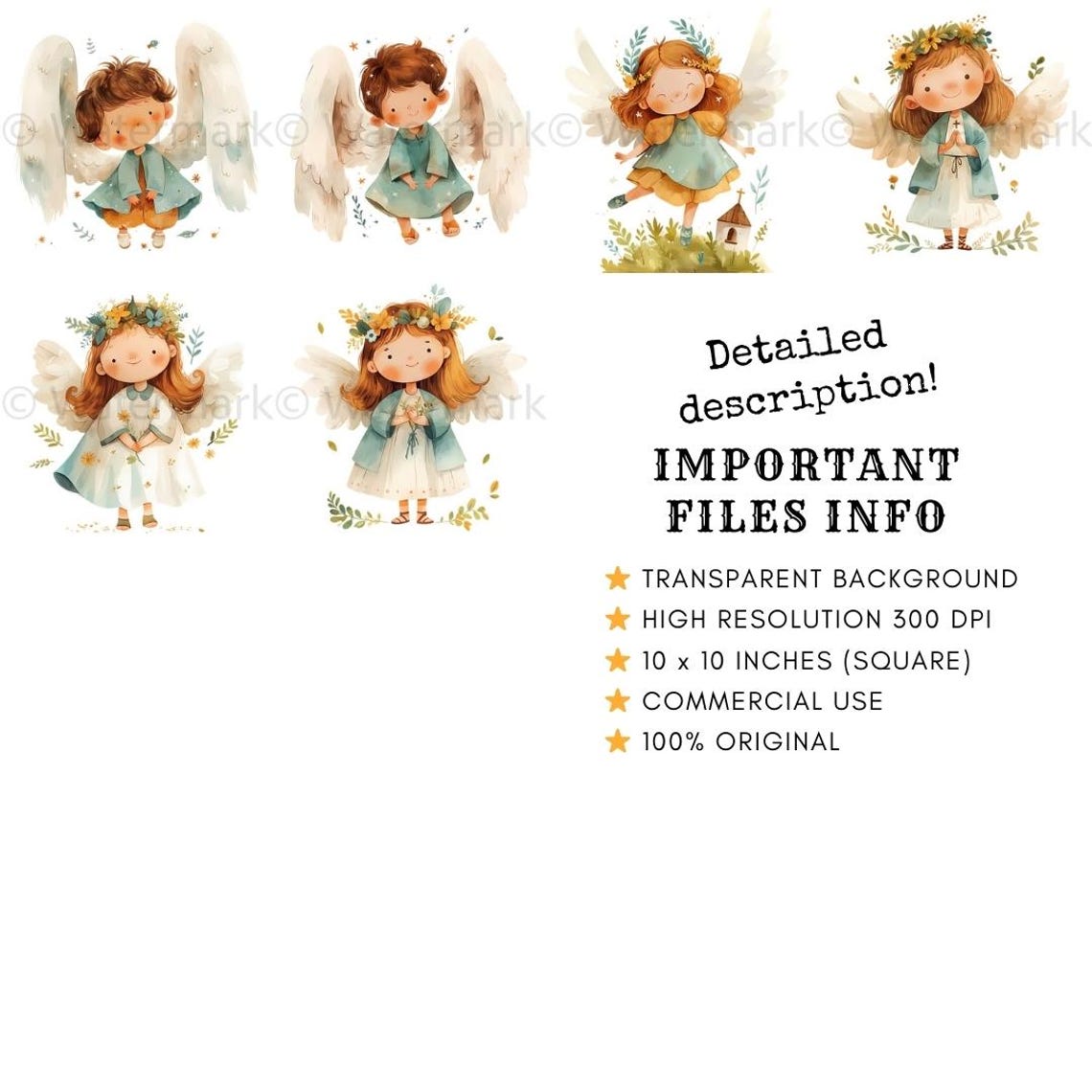 Cute Baby Angel Clipart PNG Instant Download Commercial Use Minimalist Angels Digital Printable ...