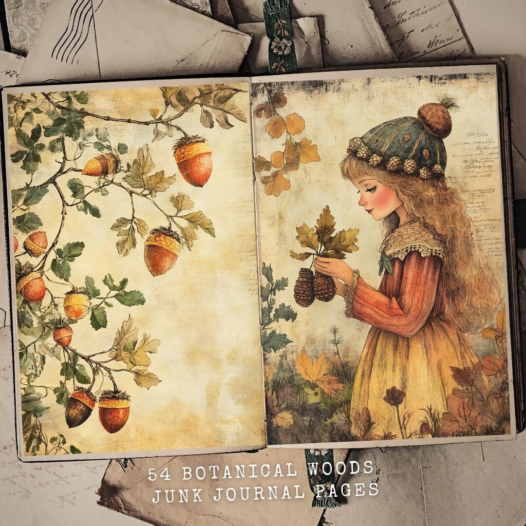 54 Forest Journal pages, junk journal kit, Basic Papers, Printable ...
