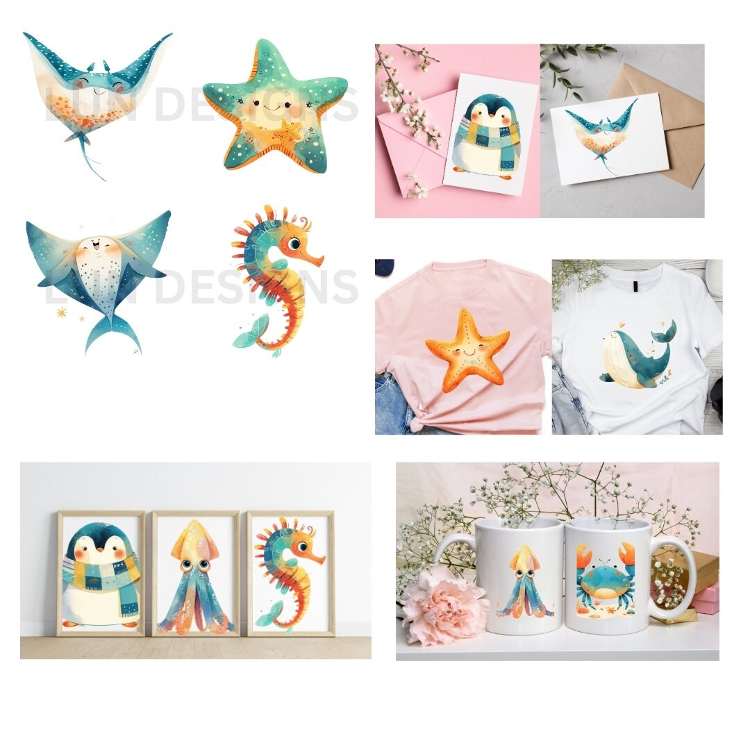 20 Sealife Clipart Bundle,watercolor Clipart, Digital Download ...