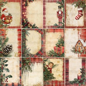 Red Rustic Christmas Junk Journal Kit Digital Download, Merry Christmas ...