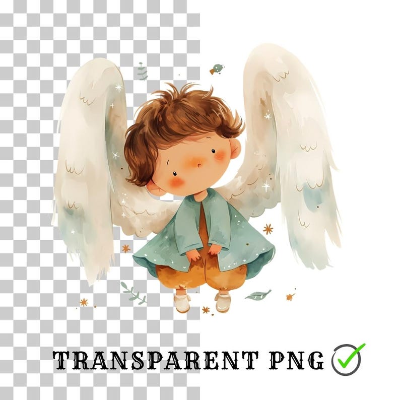 Cute Baby Angel Clipart PNG Instant Download Commercial Use Minimalist Angels Digital Printable ...