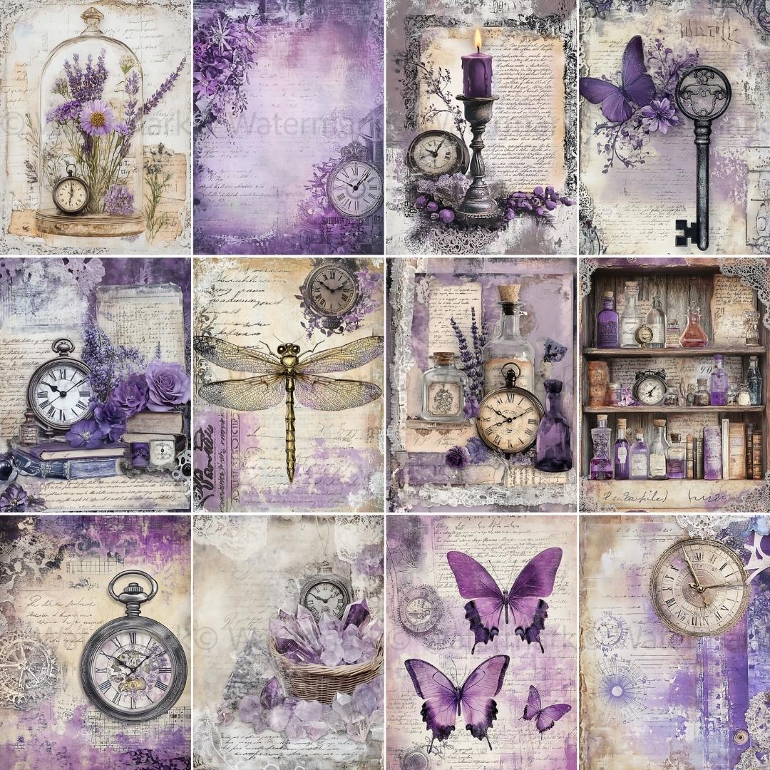 Amethyst Junk Journal, Printable Craft Kit, Ephemera, Collage Sheets ...