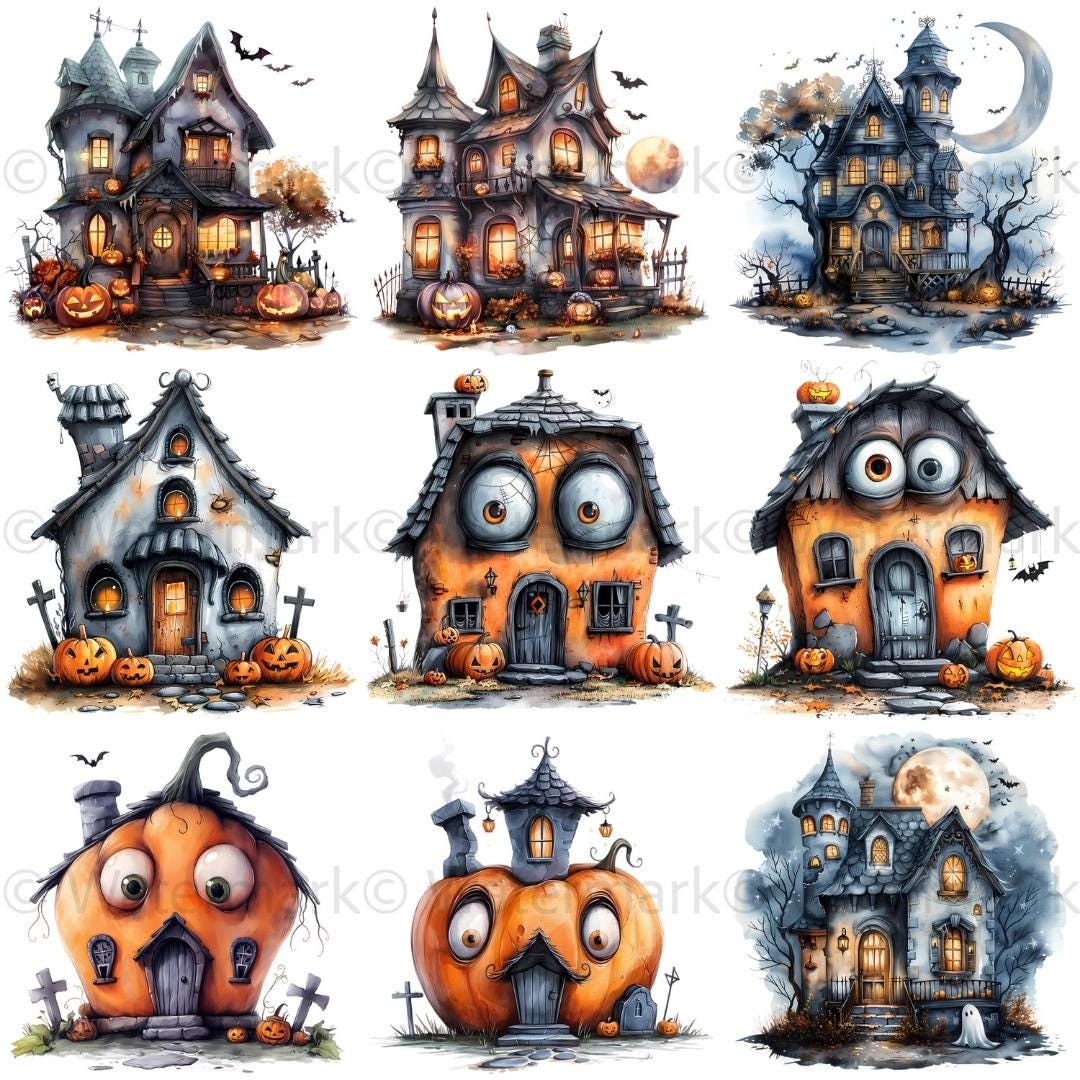 Halloween House Clipart Bundle: Haunted Images (digital Download) - Etsy