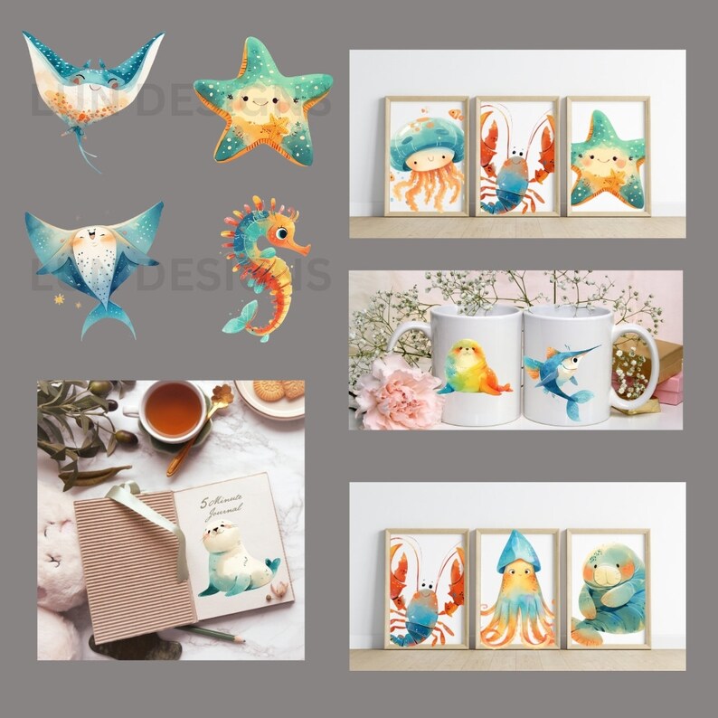 20 Sealife Clipart Bundle,watercolor Clipart, Digital Download ...