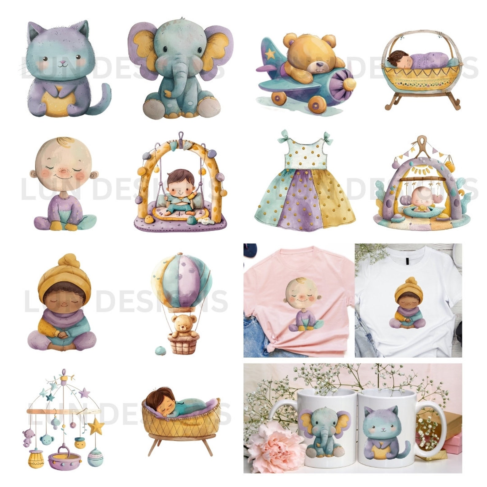 44 Baby Shower Clipart Bundle,newborn Clipart, Digital Download ...