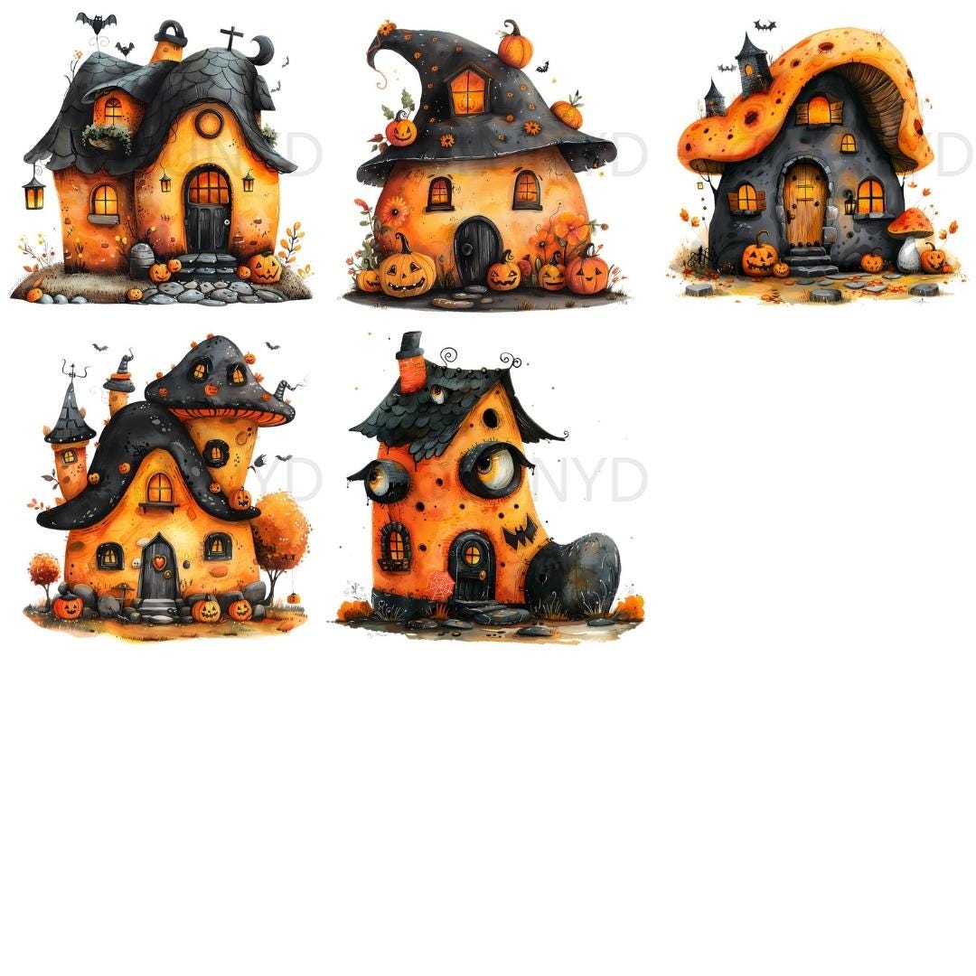 22 Cute Halloween House Clipart Bundle, Halloween Clipart, Digital ...