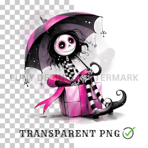 18 Gothic Cute Skeleton Clipart PNG, Cartoon Skeleton With Pink ...