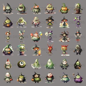 50 Monsters Halloween Cliparts, cute Halloween, Digital Download ...