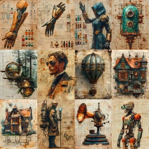 50 Steampunk Journal Pages: Vintage Ephemera, Paper Craft (digital ...