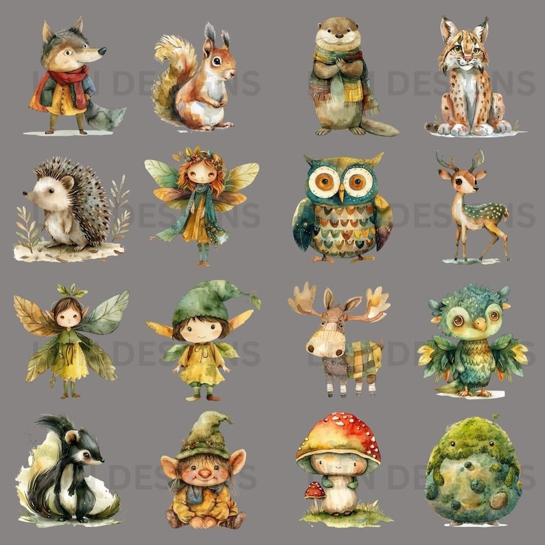30 Woodland Fairy Taleclipart Bundle,woodland Nursery, Digital Download ...