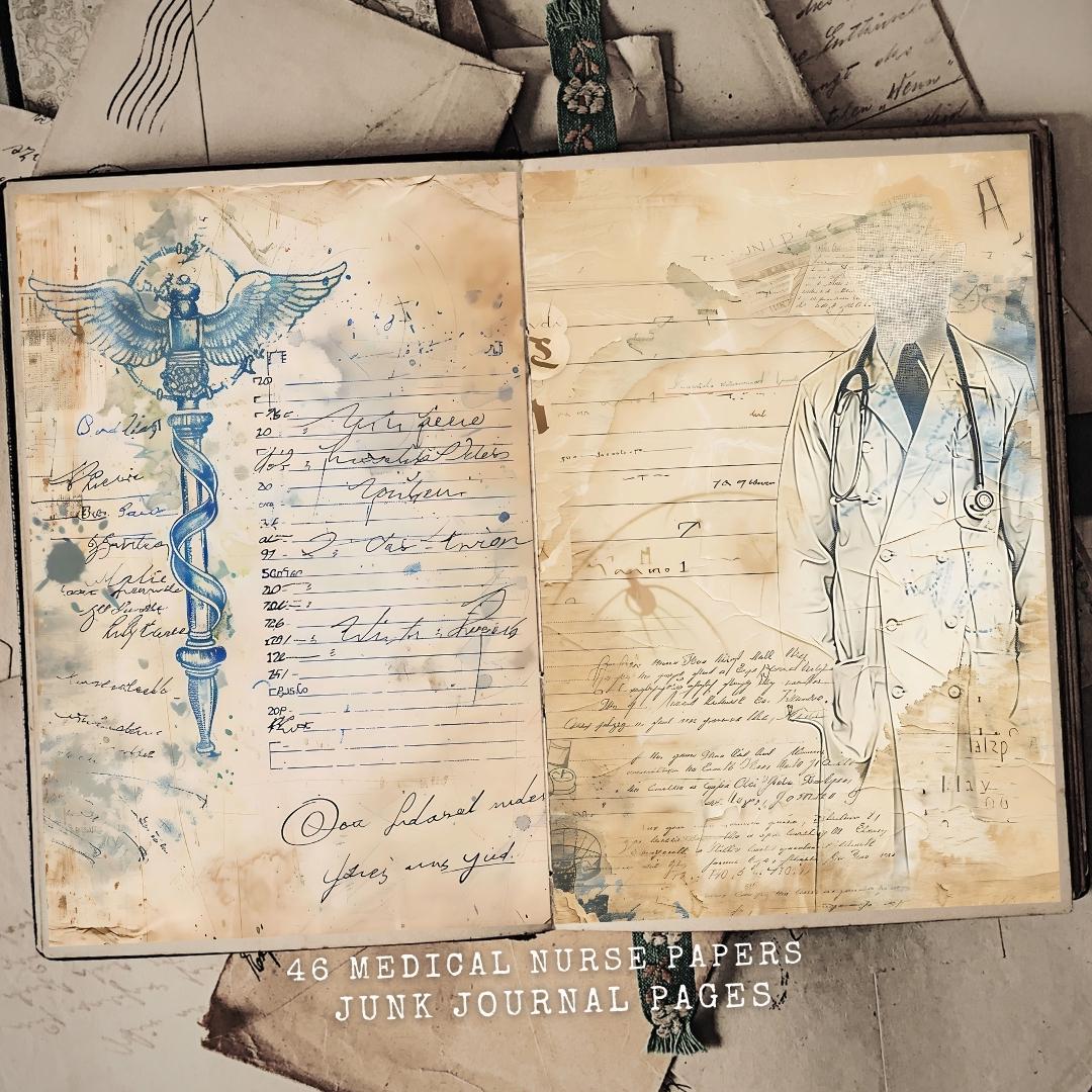 46 Vintage Nurse Junk Journal Kit - Medical Digital Scrapbook Pages ...