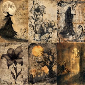 30 Spooky Gothic Halloween Junk Journal Pages Halloween Printable ...