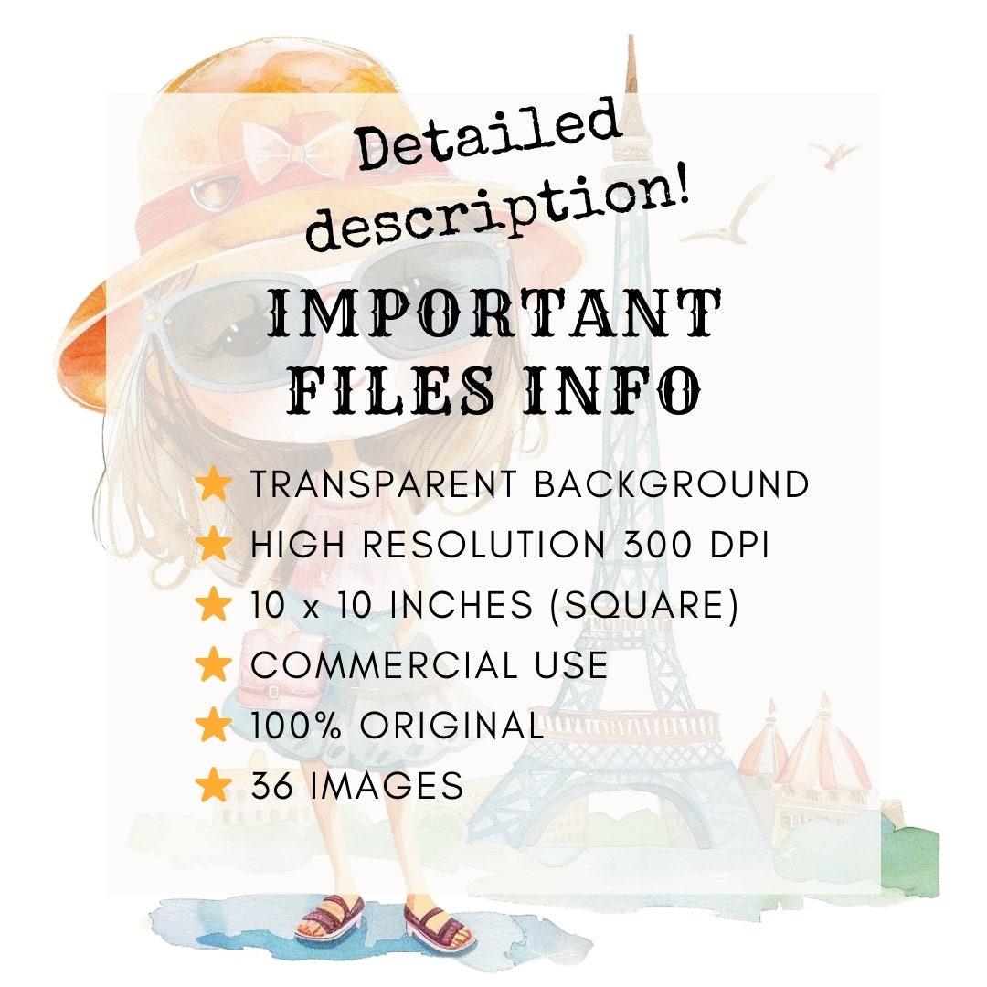 36 Summer City Cliparts,watercolor Clipart, Digital Download ...