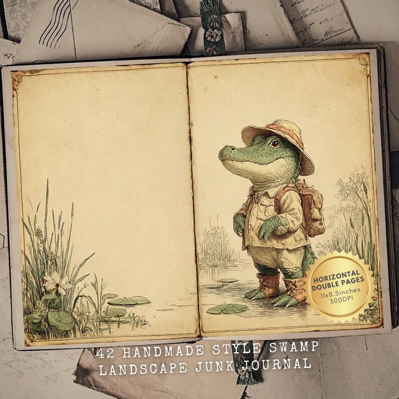 Frog Junk Journal Pages: Swamp Ephemera, Water Lilies (digital Download ...