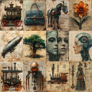 50 Steampunk Journal Pages: Vintage Ephemera, Paper Craft (digital ...