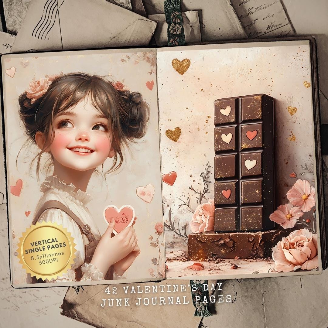 42 Cute Valentine Junk Journal - Digital Craft Kit - Perfect for ...