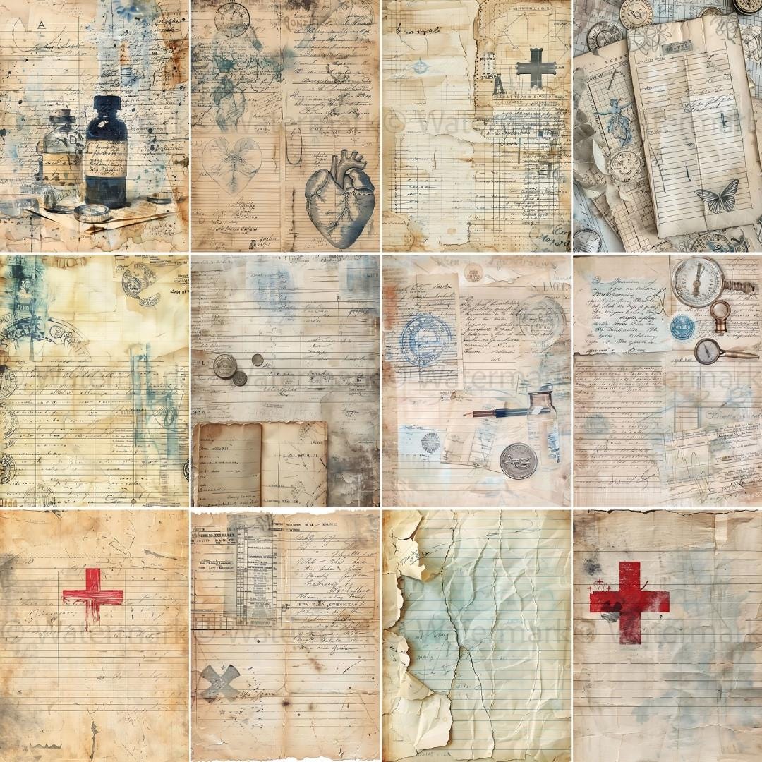 46 Vintage Nurse Junk Journal Kit - Medical Digital Scrapbook Pages ...