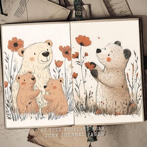 46 Cute Bear Junk Journal Printable Pages | Winter Woodland Animals Kit ...