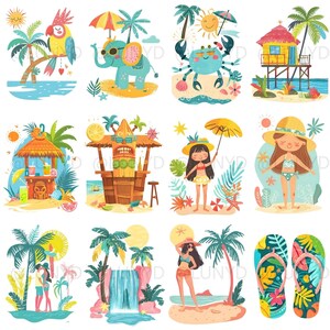 48 Beach Summer clipart Bundle, tropical Clipart, Digital Download ...