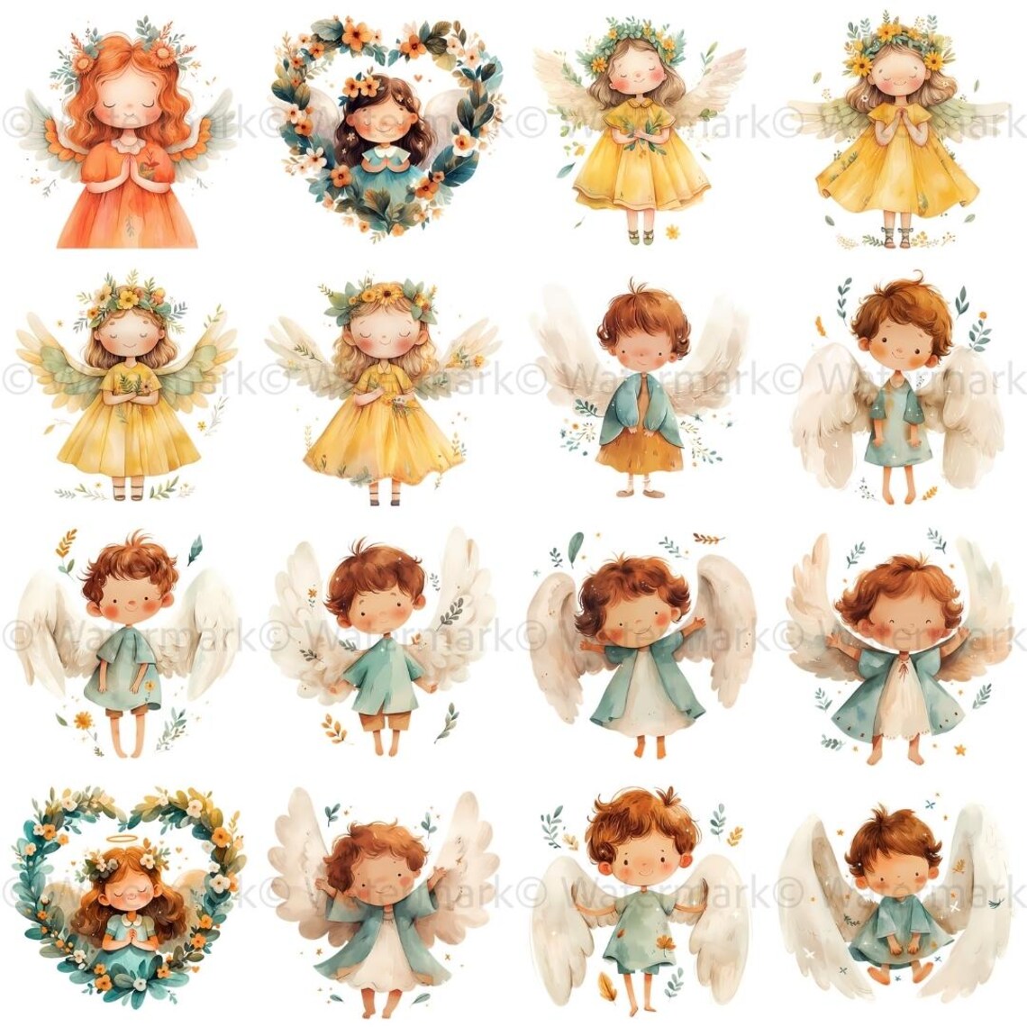 Cute Baby Angel Clipart PNG Instant Download Commercial Use Minimalist Angels Digital Printable ...