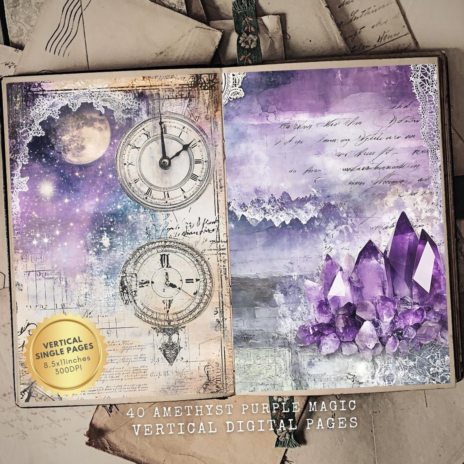 Amethyst Junk Journal, Printable Craft Kit, Ephemera, Collage Sheets ...