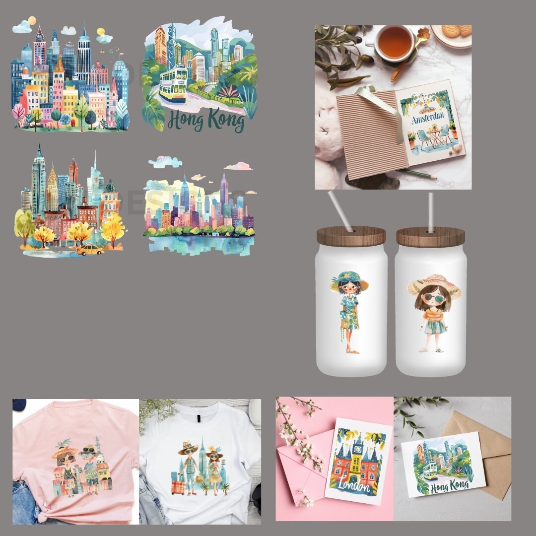 36 Summer City Cliparts,watercolor Clipart, Digital Download ...