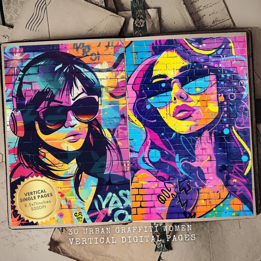 Woman Graffiti Junk Journal Pages - Graffiti Pages of Urban Women ...