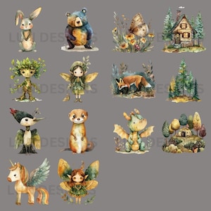 30 Woodland Fairy Tale clipart Bundle, woodland Nursery, Digital ...