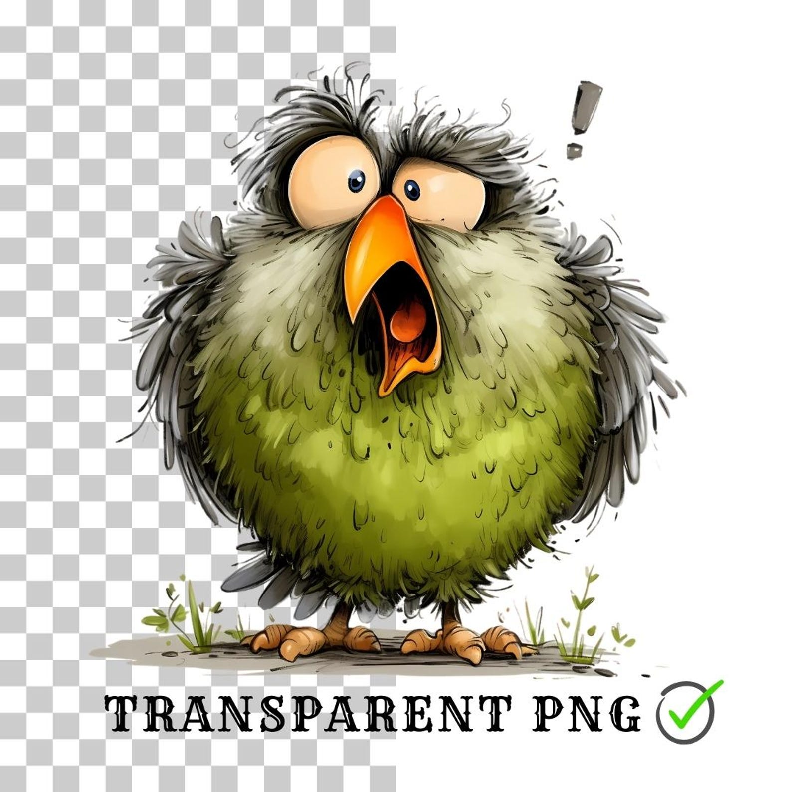 Crazy Quirky Bird Clipart, Mixed Media Quirky Bird Clip Art, Cute ...