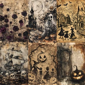 30 Spooky Gothic Halloween Junk Journal Pages Halloween Printable ...