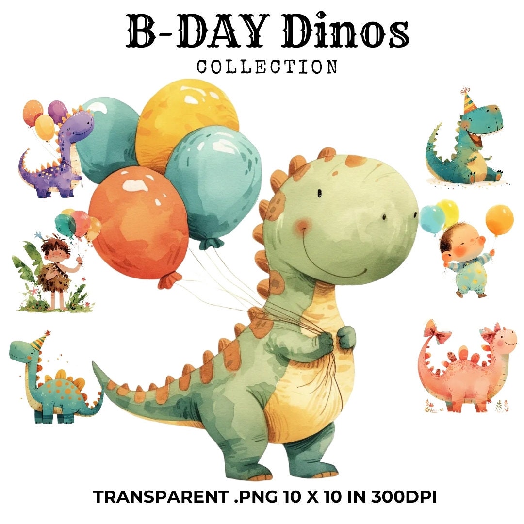 30 Watercolor Dinosaurs Clipart Bundle, watercolor Clipart, Digital ...