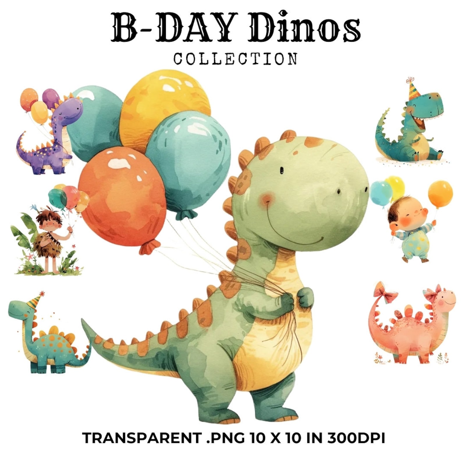 30 Watercolor Dinosaurs Clipart Bundle, watercolor Clipart, Digital ...