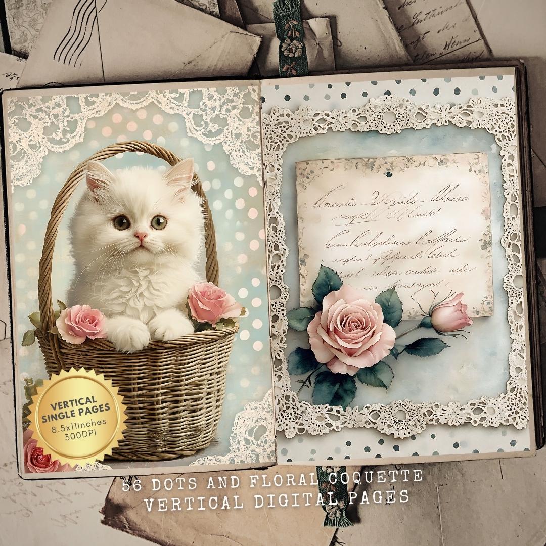 Floral Coquette Junk Journal Kit: Pink Lavender Printable Ephemera With ...