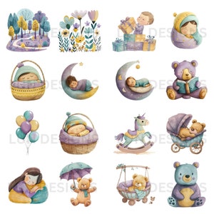 44 Baby Shower Clipart Bundle, newborn Clipart, Digital Download ...