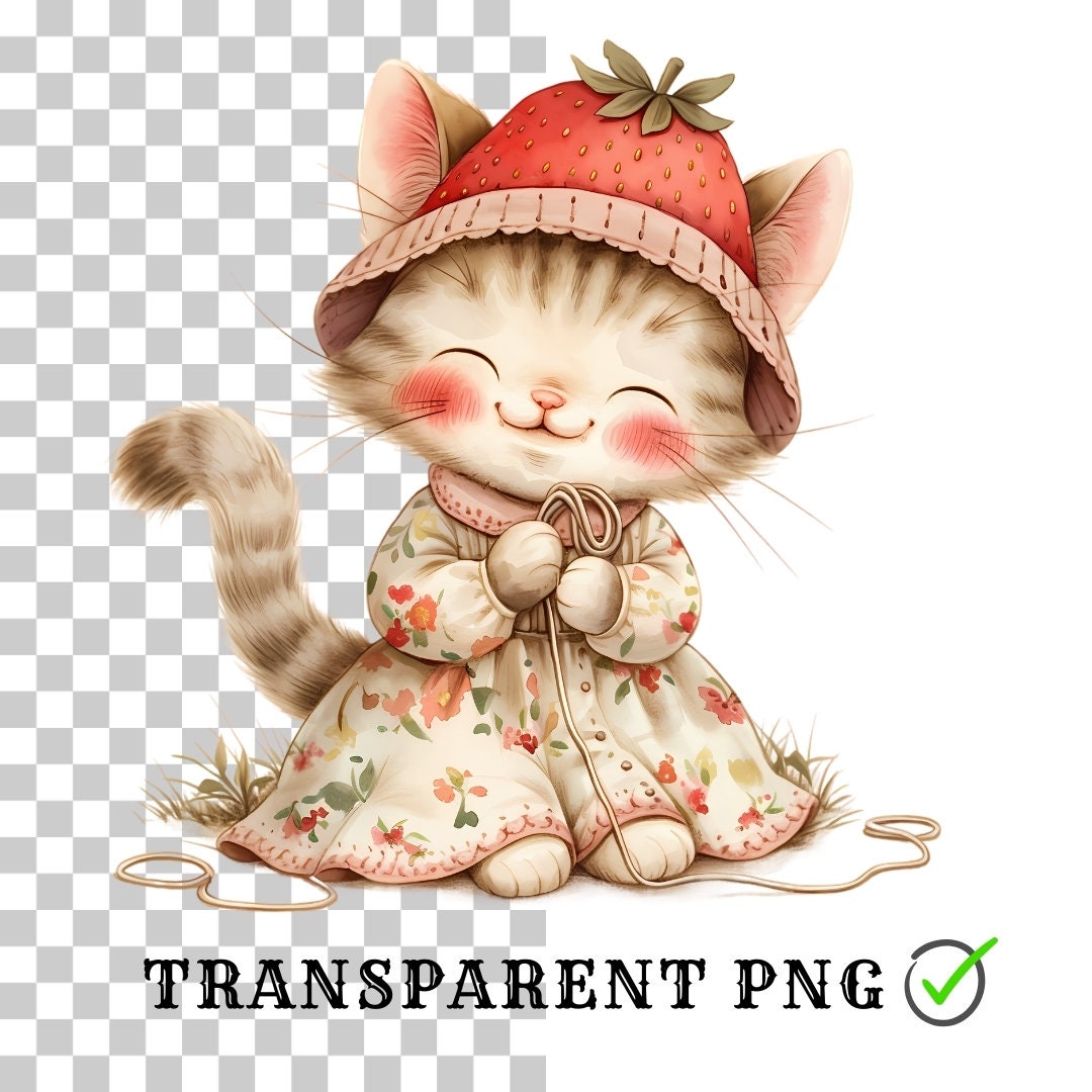 26 Quirky Berry Cats Clipart Bundle, Funny Cat Clipart, Digital ...