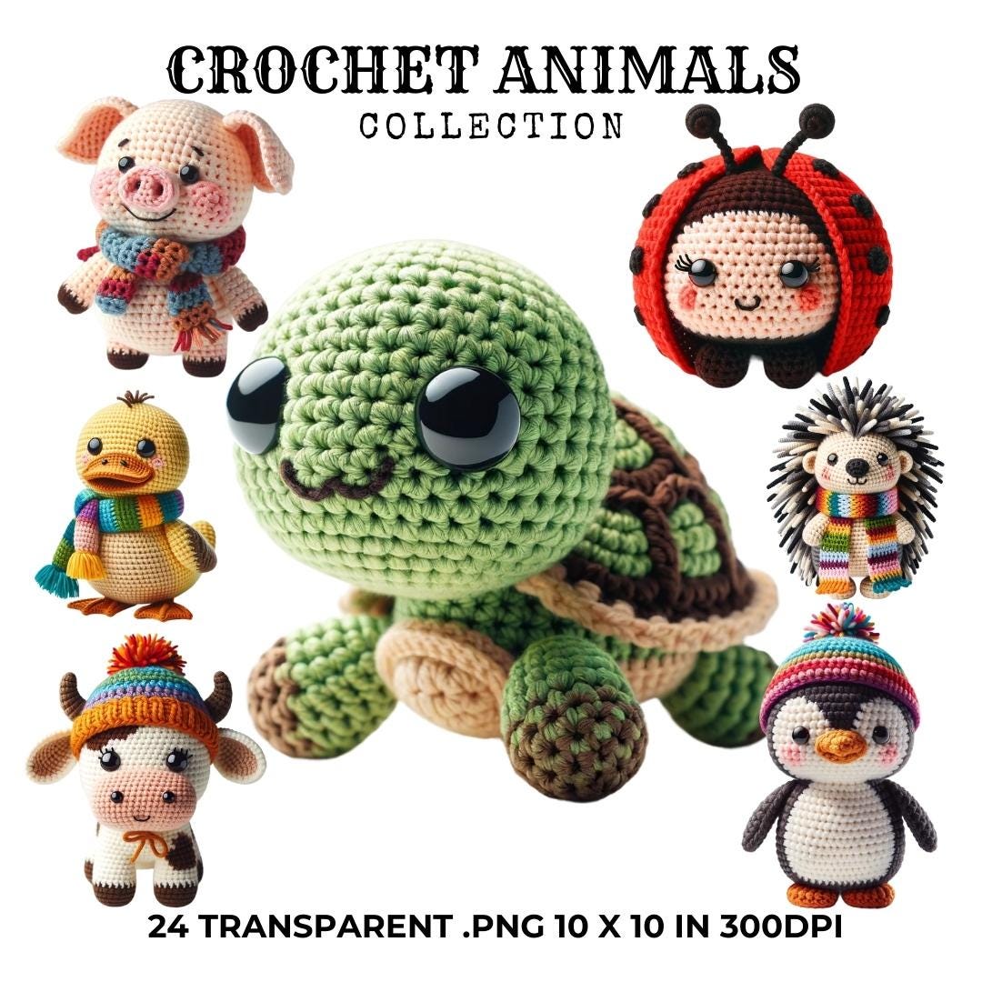 24 Crochet Animals Clipart, Crochet Amigurumi PNG Clipart , Knitted ...