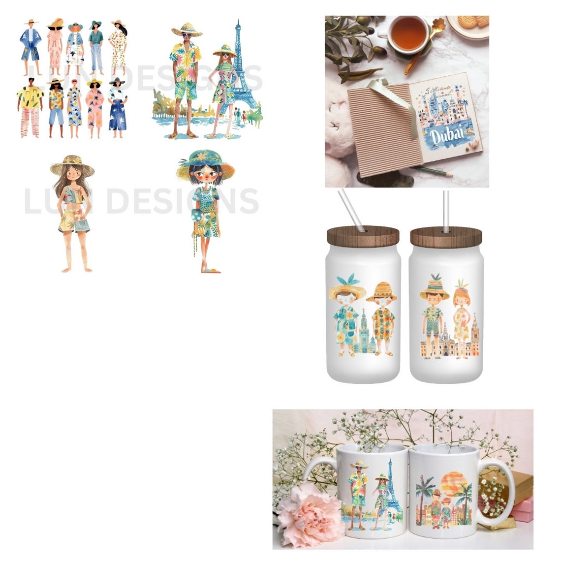 36 Summer City Cliparts,watercolor Clipart, Digital Download ...